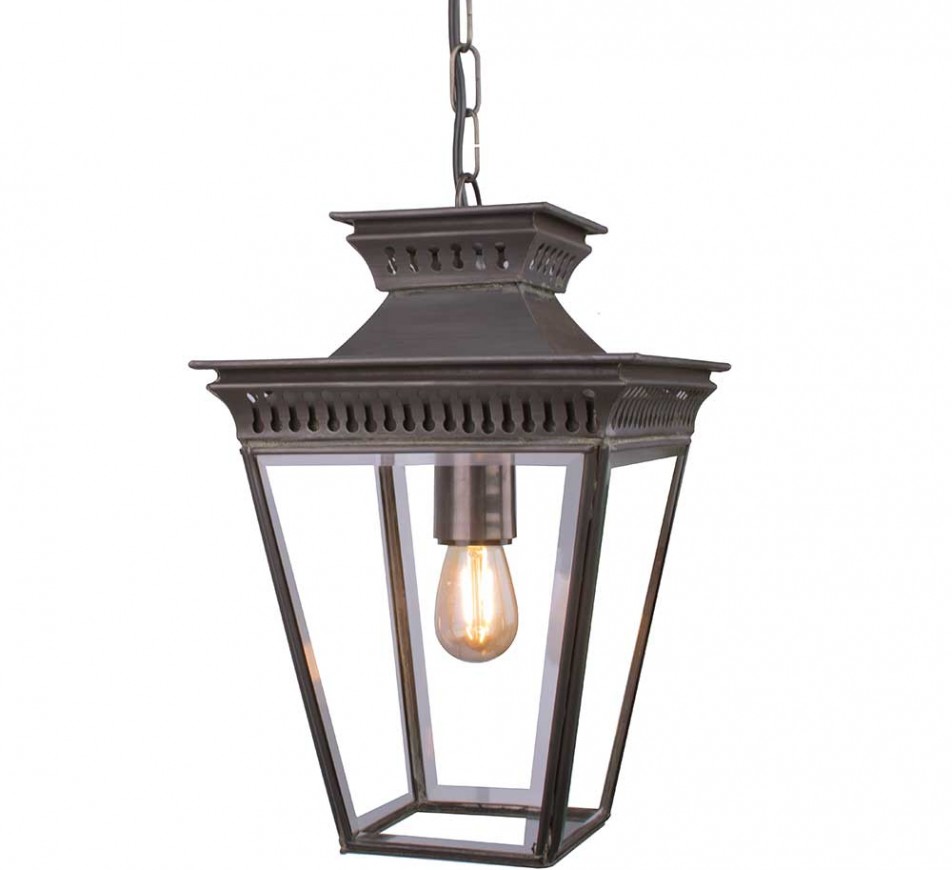 Pittville Small Hanging Lantern Dark Antque Brass black